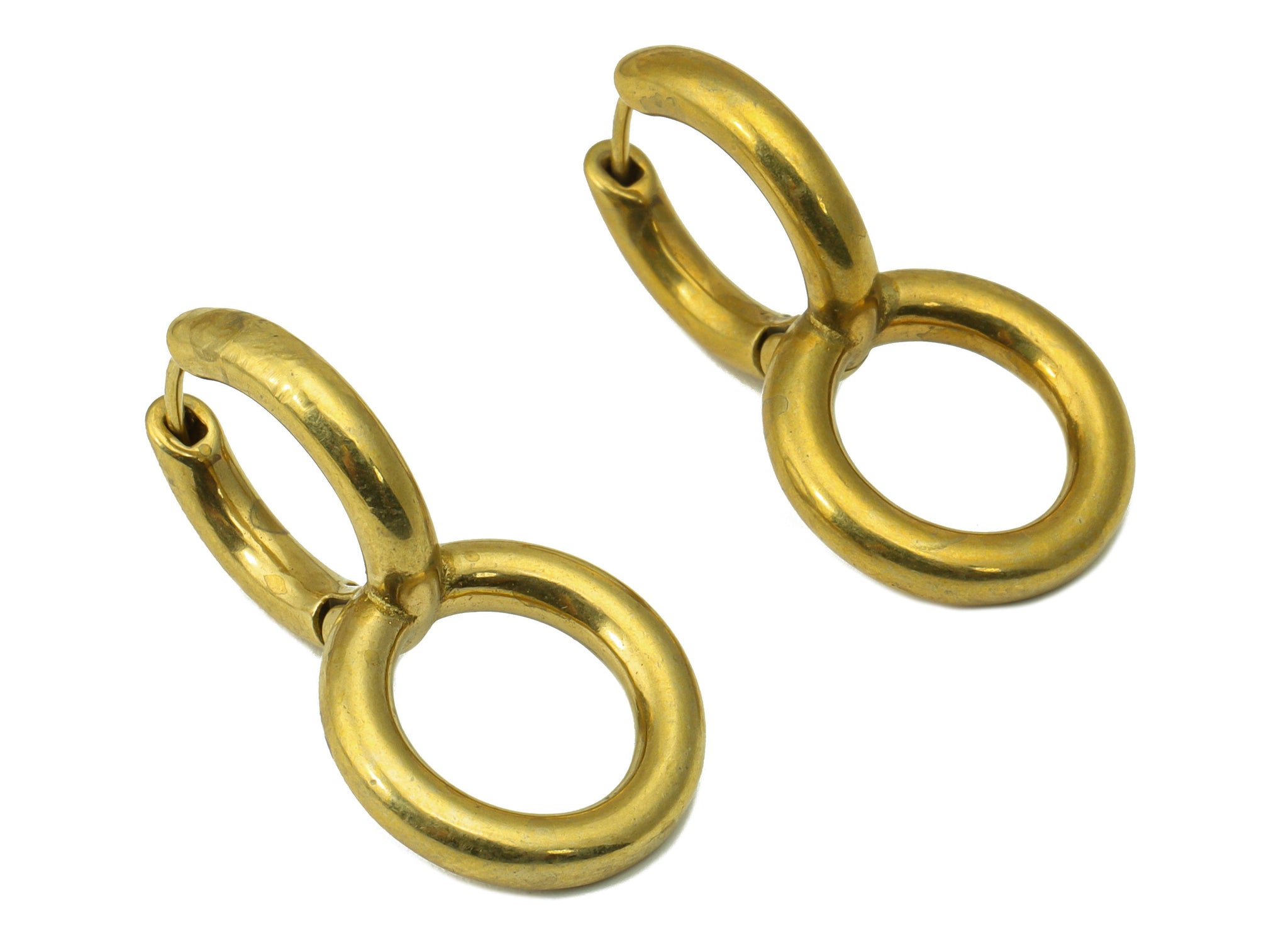 Brass Round Earring Clasp - Raw Brass Hoop Clasp - Brass Link Huggie H